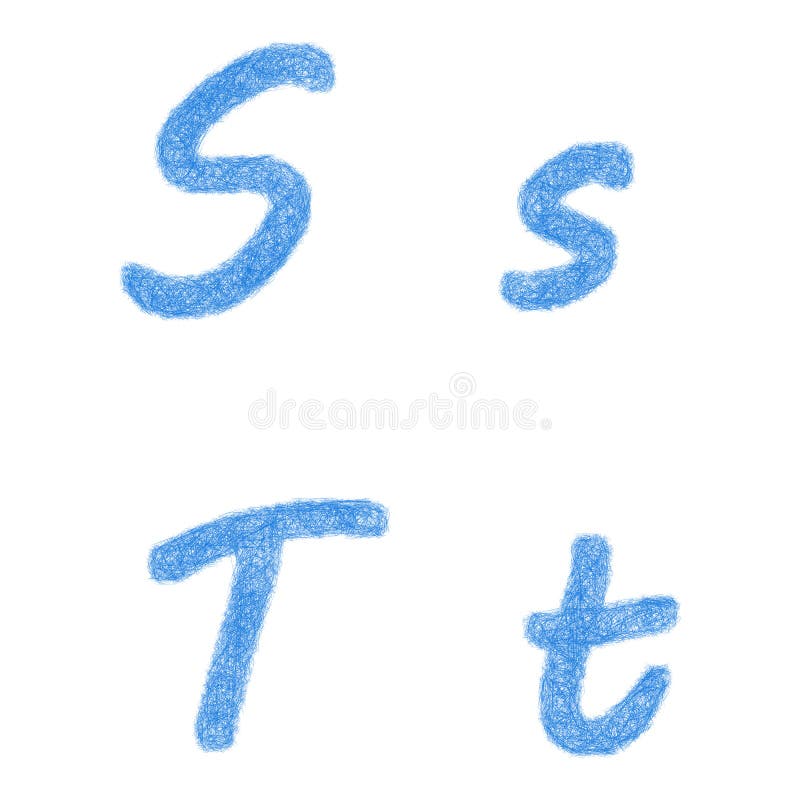 Blue Sketch Font Set - Letters W, X Stock Vector - Illustration of ...