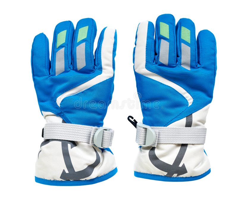 Blue Ski Gloves, Kids Protection for Hands Stock Image - Image of ...