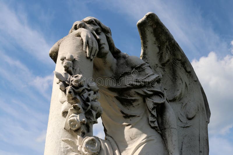 Grieving Angel and Sky editorial image. Image of carving - 337610080