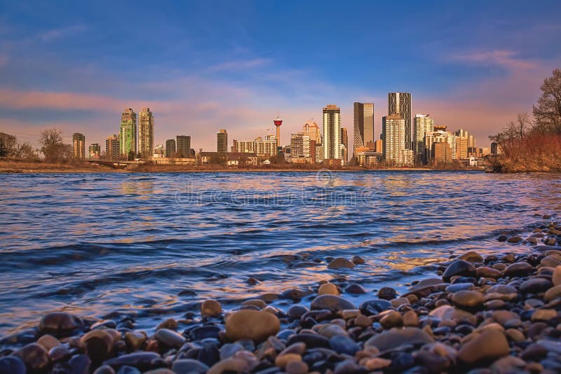 Blue Skies Over the Calgary Skyline Stock Image - Image of park ...