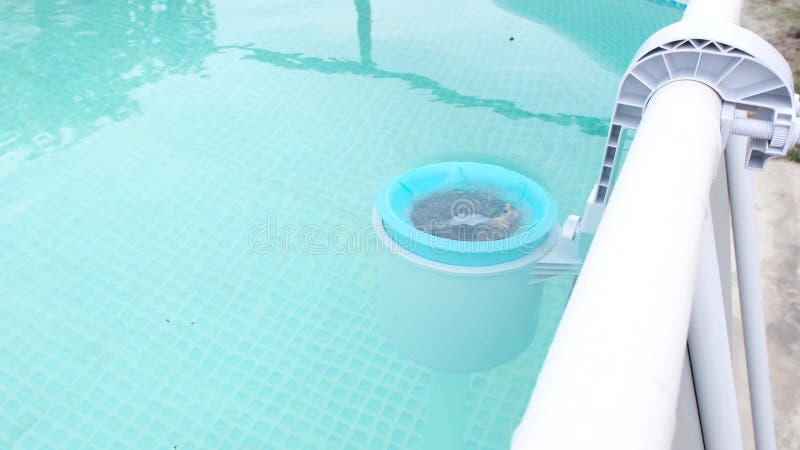 Skimmer Mounted on a Frame Pool Stock Video - Video of cleanliness ...