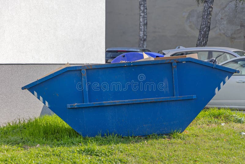 Blue Skip Container stock image. Image of industrial - 342805715