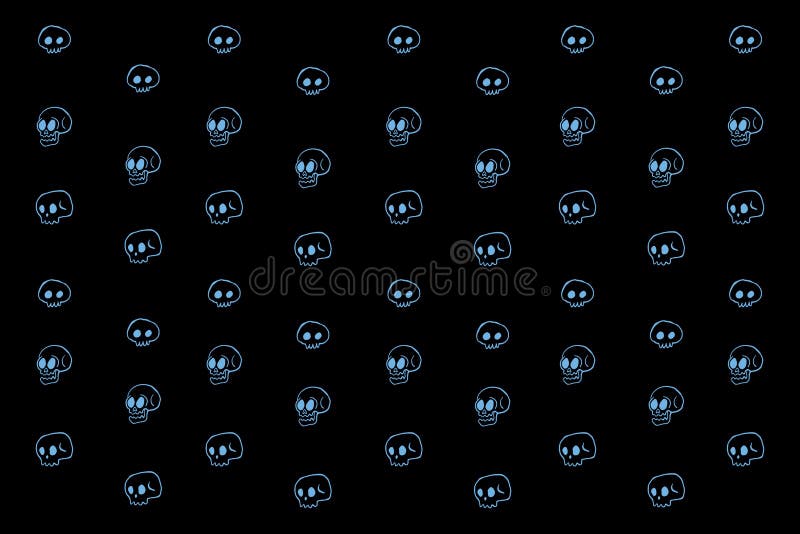Blue Skull Pattern Black Background Stock Vector - Illustration of logo ...