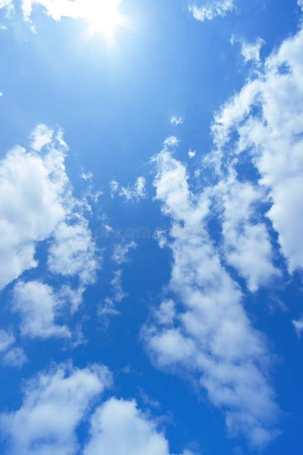 Sun shining and blue sky stock photo. Image of fleecy - 16222034
