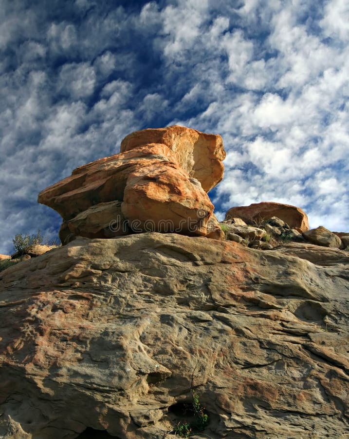 Blue sky above red rock stock image. Image of blue, white - 633449