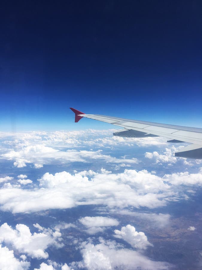 Blue Sky from Airplane Window View. Flight by Plane Stock Image - Image ...