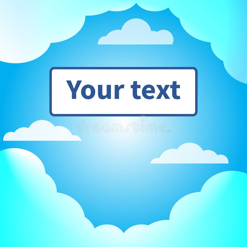 Blue Sky Backdrop with Clouds and Banner for Text Stock Vector - Illustration of cloudy, flyer ...