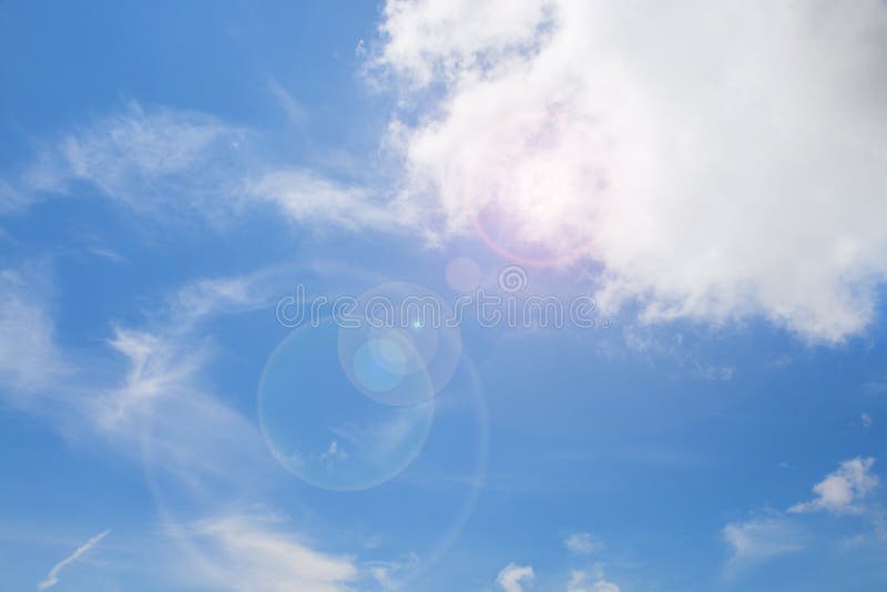 Blue Sky Background and Cloud with Flare Effect Stock Image - Image of ...