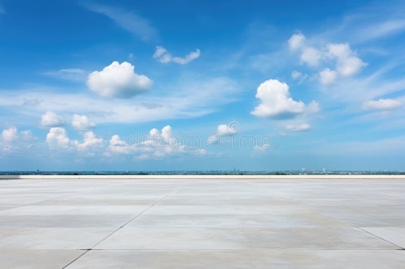 Blue Sky Background Cloud Horizon with Empty Concrete Floor. Generative ...