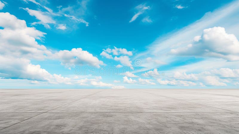 Blue Sky Background Cloud Horizon with Empty Concrete Floor. Generative ...