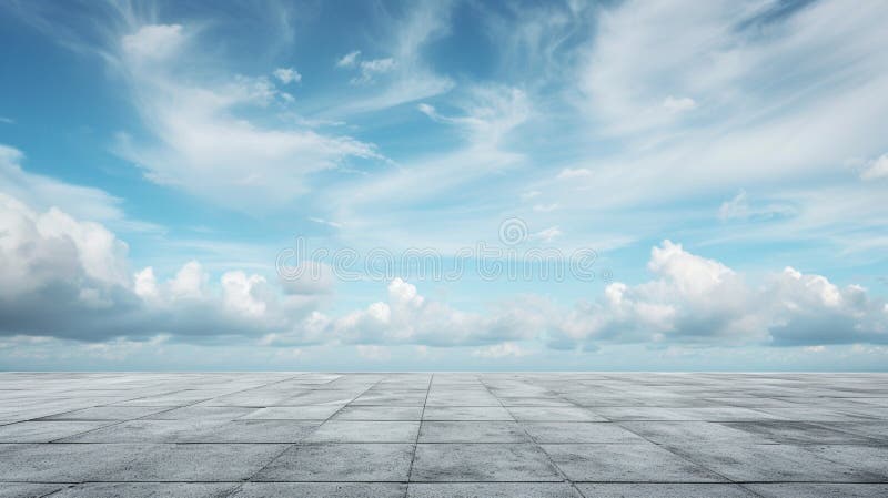 Blue Sky Background Cloud Horizon with Empty Concrete Floor. Generative ...