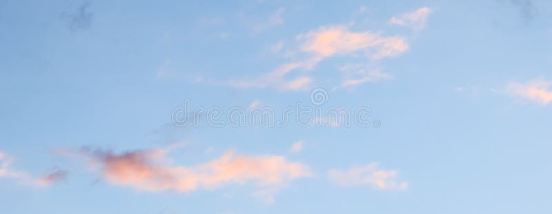Blue Sky Background with Pale Pink Clouds at Sunset Stock Illustration ...