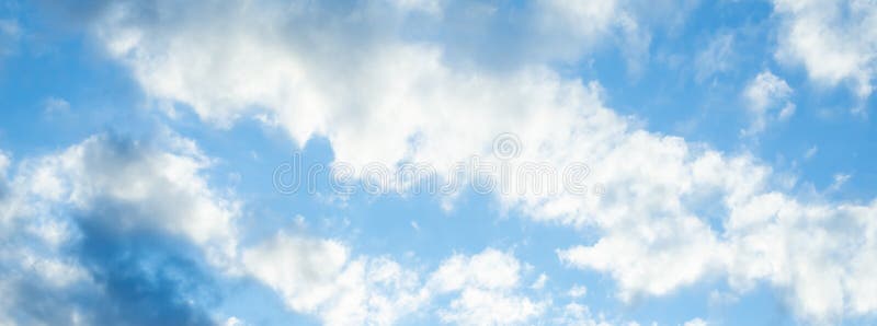 Amazing Blue Sky Background with Small Clouds, Panorama. Stock Image ...