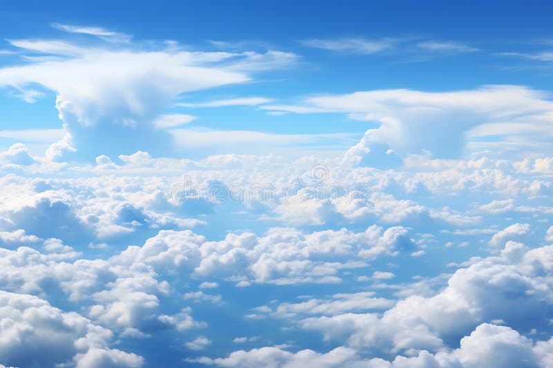 Blue Sky Background with Tiny Clouds. Cumulus White Clouds Stock Illustration - Illustration of ...