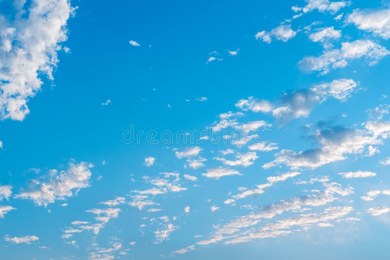 Blue Sky Background with Tiny Clouds at Noon Stock Photo - Image of ...