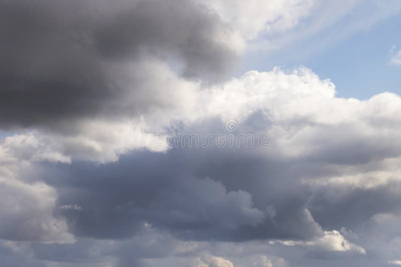 Blue Sky Background with Tiny Stratus Cirrus Striped Clouds. Clearing ...