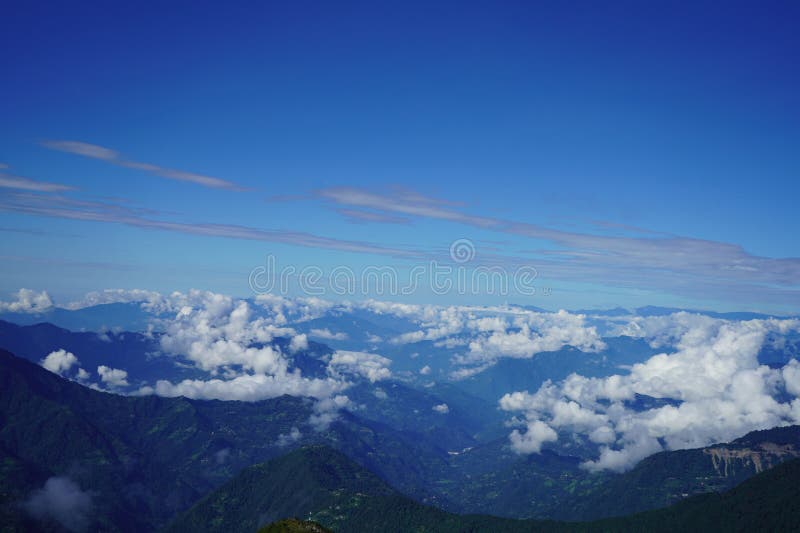 Blue Sky Background with White Cloud from Sikkim Silk Route Stock Photo ...