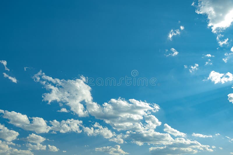 Blue Sky Background with Small White Clouds Stock Photo - Image of ...