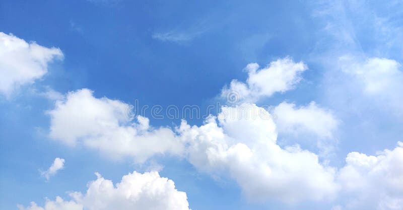 Blue Sky Background White Clouds Spread Wide Bright Horizontal Stock ...