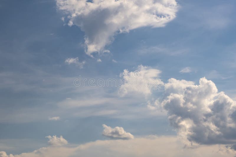Blue Sky Background with White Striped Clouds. Clearing Day and Good ...