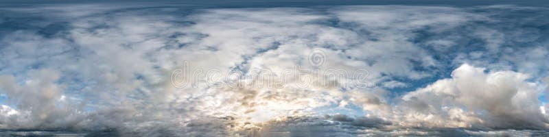Blue Sky with Beautiful Evening Cumulus Clouds. Seamless Hdri Panorama ...