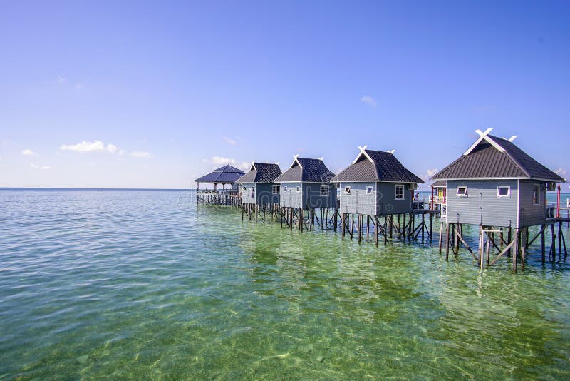 Blue Sky and Beautiful Green Sea View from Mabul Island Stock Photo ...