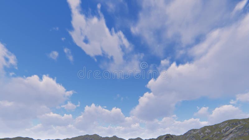 Blue Sky with Moving Clouds, 3d Illustration Stock Video - Video of ...