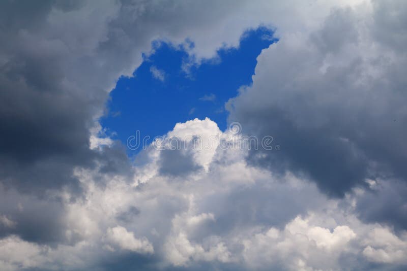 Blue Sky with Big Cloud and Raincloud, Art of Nature Beautiful and Copy ...