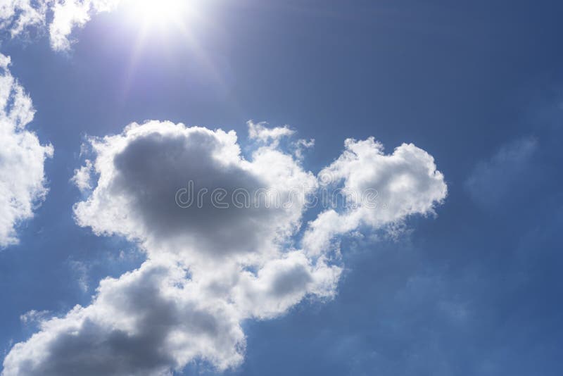Blue Sky with Big Clouds and Sun Rays Stock Image - Image of light ...