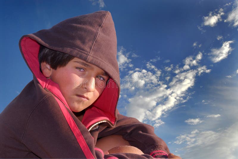 Blue sky boy stock image. Image of closeup, people, laughing - 7691661