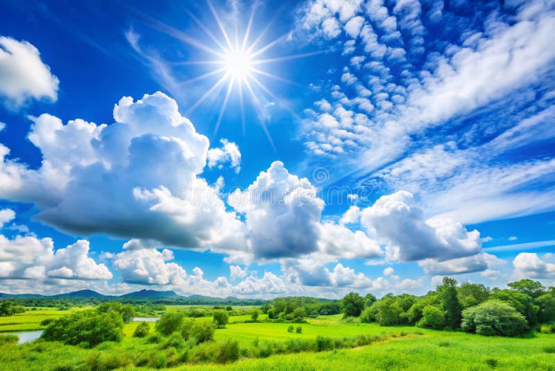 Blue Sky with Bright White Clouds and Clear Atmosphere Stock ...