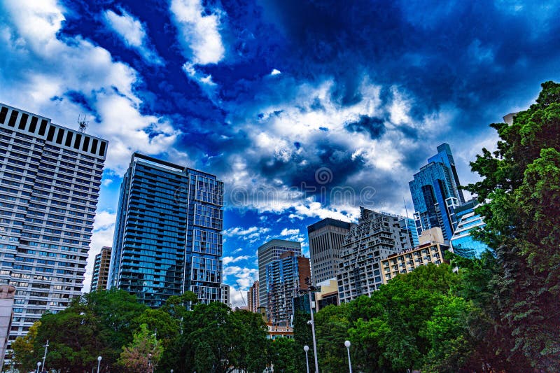 Blue sky and buildings stock photo. Image of landscape - 337180434