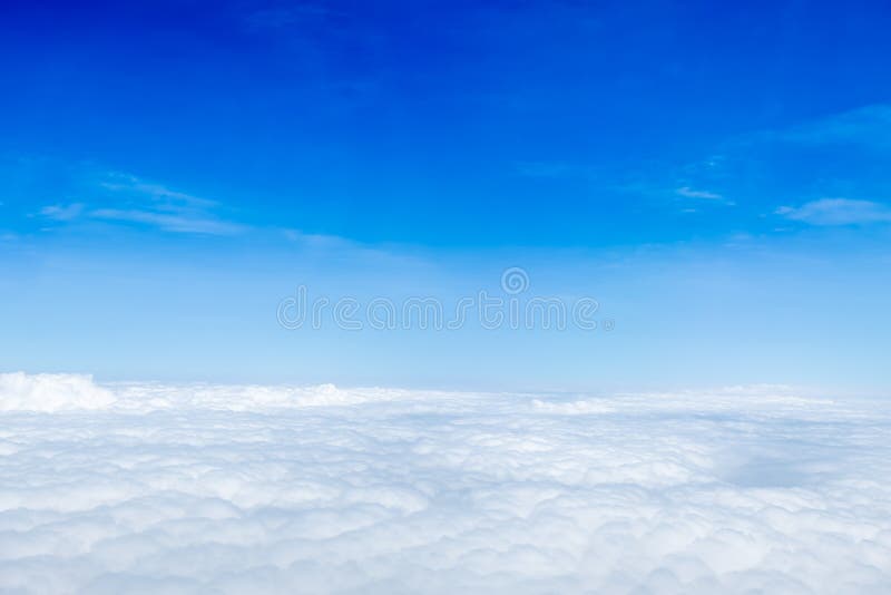 Blue Sky and Cloud Top View from Airplane Window,Nature Backgrou Stock ...