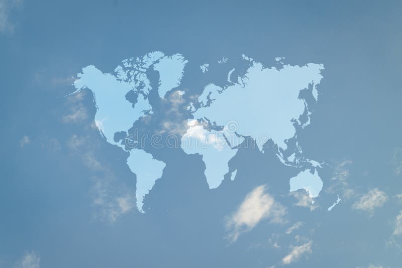 Blue Sky Cloud with World Map Stock Image - Image of deep, backdrop ...