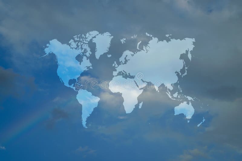 Blue Sky Cloud with World Map Stock Image - Image of deep, cloudy: 78034551