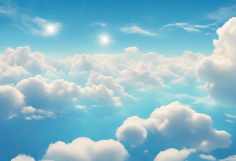 Blue Sky with Clouds. Abstract Vector Background. Realistic Soft ...