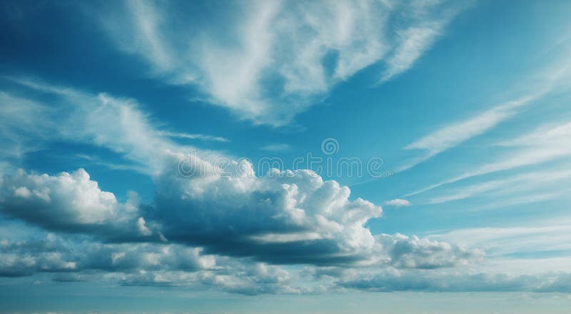 Blue Sky with Clouds Banner Landscape Stock Illustration - Illustration ...