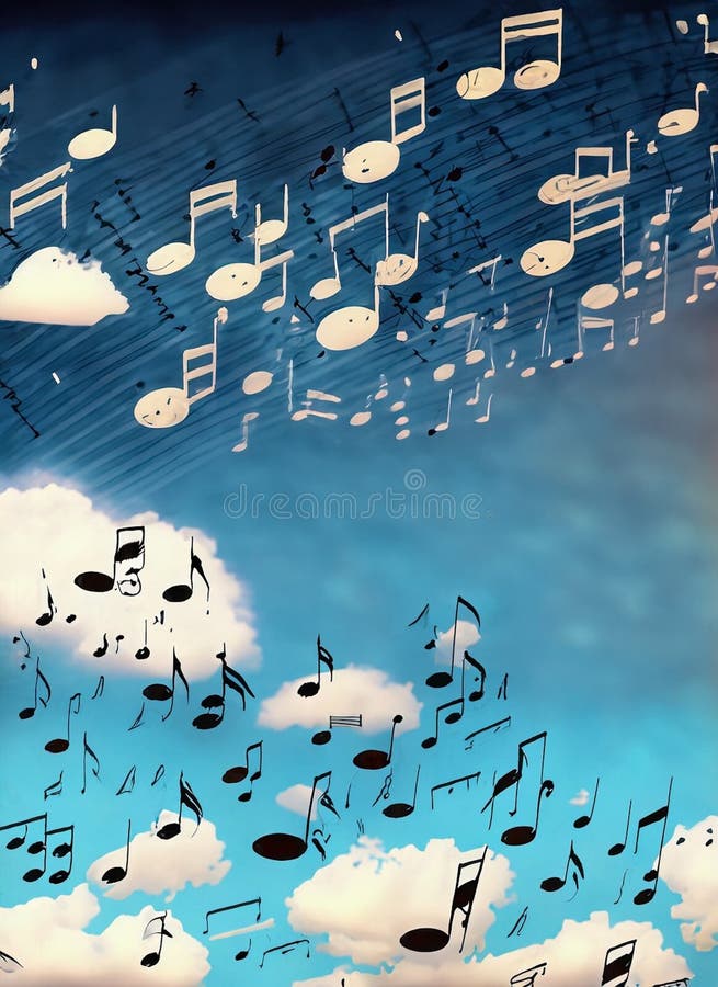 Blue Sky with Clouds with Bird and Musical Stock Photo - Image of wing ...