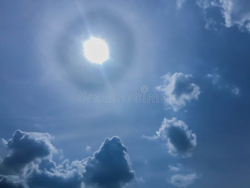 Blue Sky with Clouds and Circle Sun Stock Photo - Image of nature ...