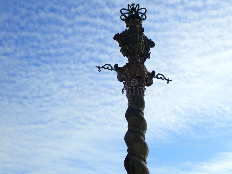 Blue Sky with Clouds and Curved Spire on Building Stock Photo - Image ...