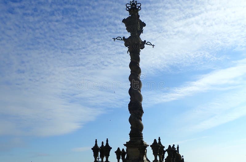 Blue Sky with Clouds and Curved Spire on Building Stock Photo - Image ...