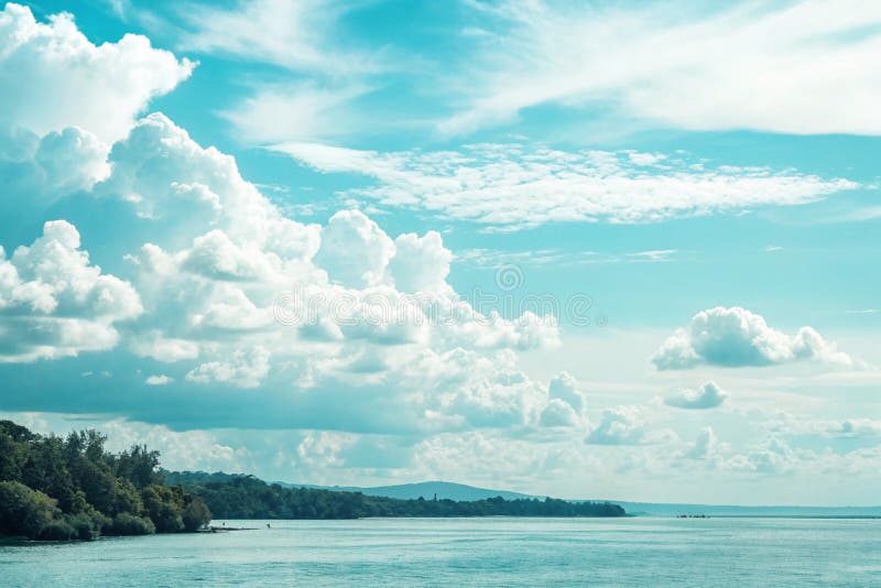 Blue Sky with Clouds and Horizon Stock Illustration - Illustration of ...