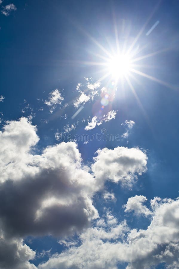 Blue Sky with Clouds - Hot Sun Stock Image - Image of sunray, outdoors ...