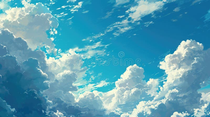 Blue Sky with Clouds, Manga, Anime, Comic Style Generative Ai Stock ...