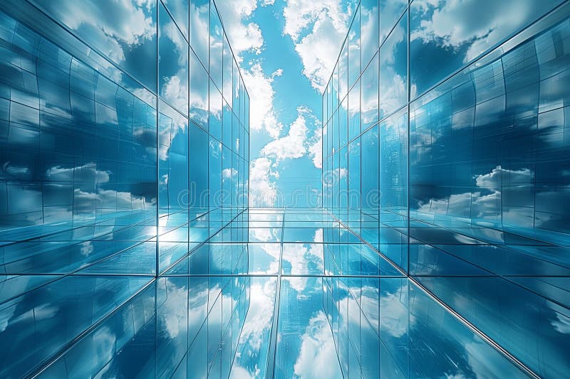 Blue Sky with Clouds in the Middle of a Glass Tall and Reflective ...