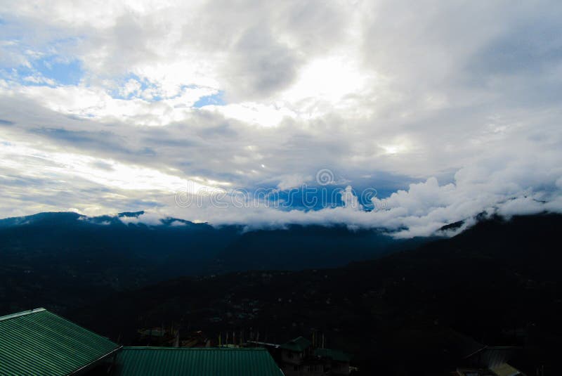 Blue Sky with Clouds and Mountains in India. Stock Image - Image of ...