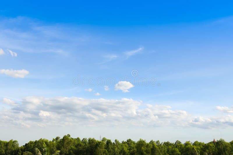 Blue Sky with Clouds Over Field Stock Illustration - Illustration of ...