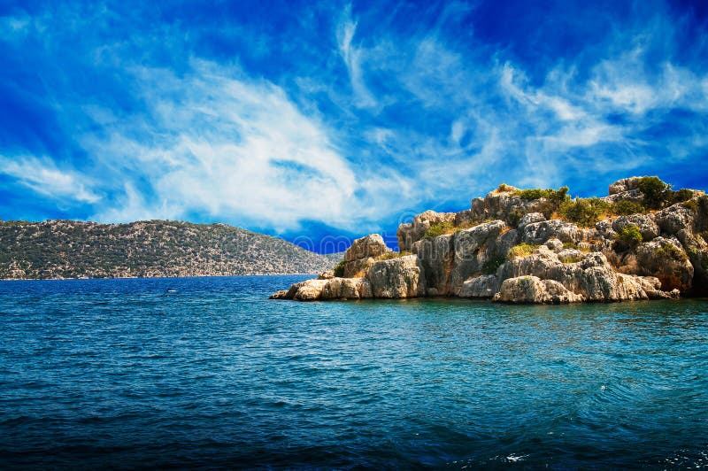 Blue Sky with Clouds,peninsula and Wonderful Sea. Stock Photo - Image ...
