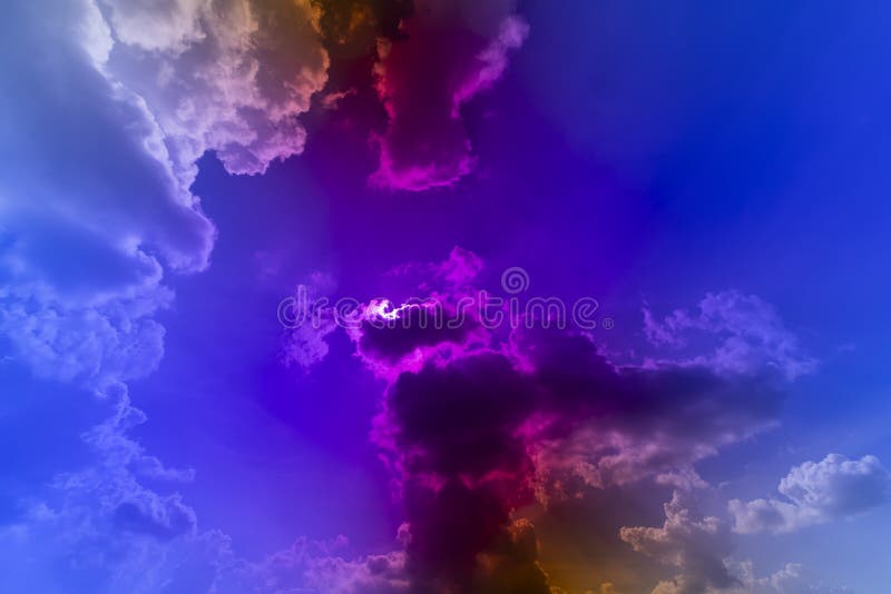Blue Sky with Clouds through a Purple Filter Stock Photo - Image of ...