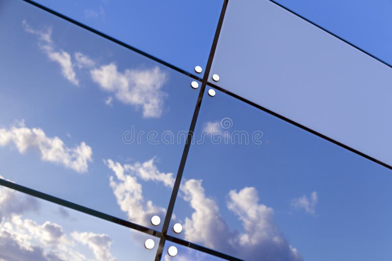 Glass Panes on Facade of Trade Building Stock Image - Image of clear ...